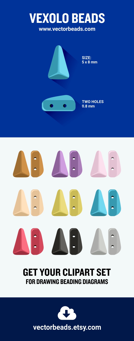 Two Hole Vexolo Beads Vector Illusatration | Vector Beads